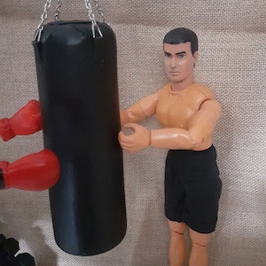 Miniature 1/6 Scale Leather Punching Bags and Box Gloves, Boxing Gift ...