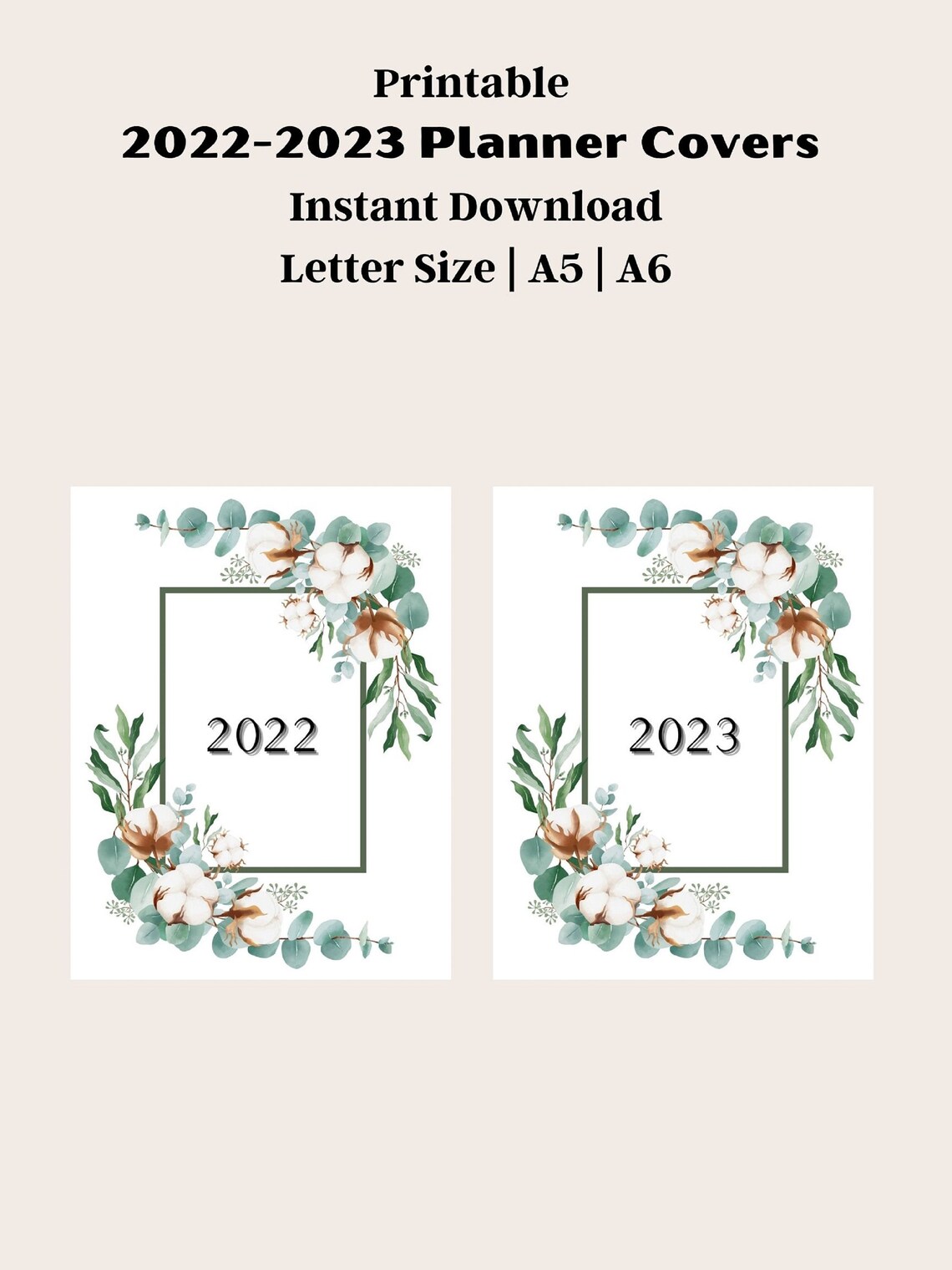 Printable Flower Planner Cover Page | 2022 - 2023 Instant Digital Page ...