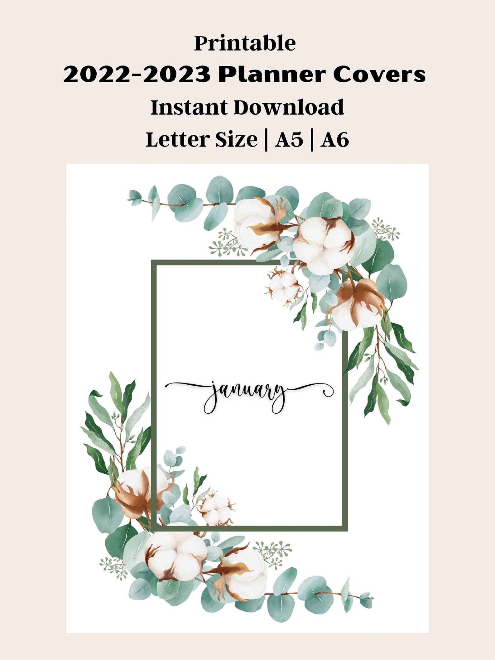 Printable Flower Planner Cover Page | 2022 - 2023 Instant Digital Page ...