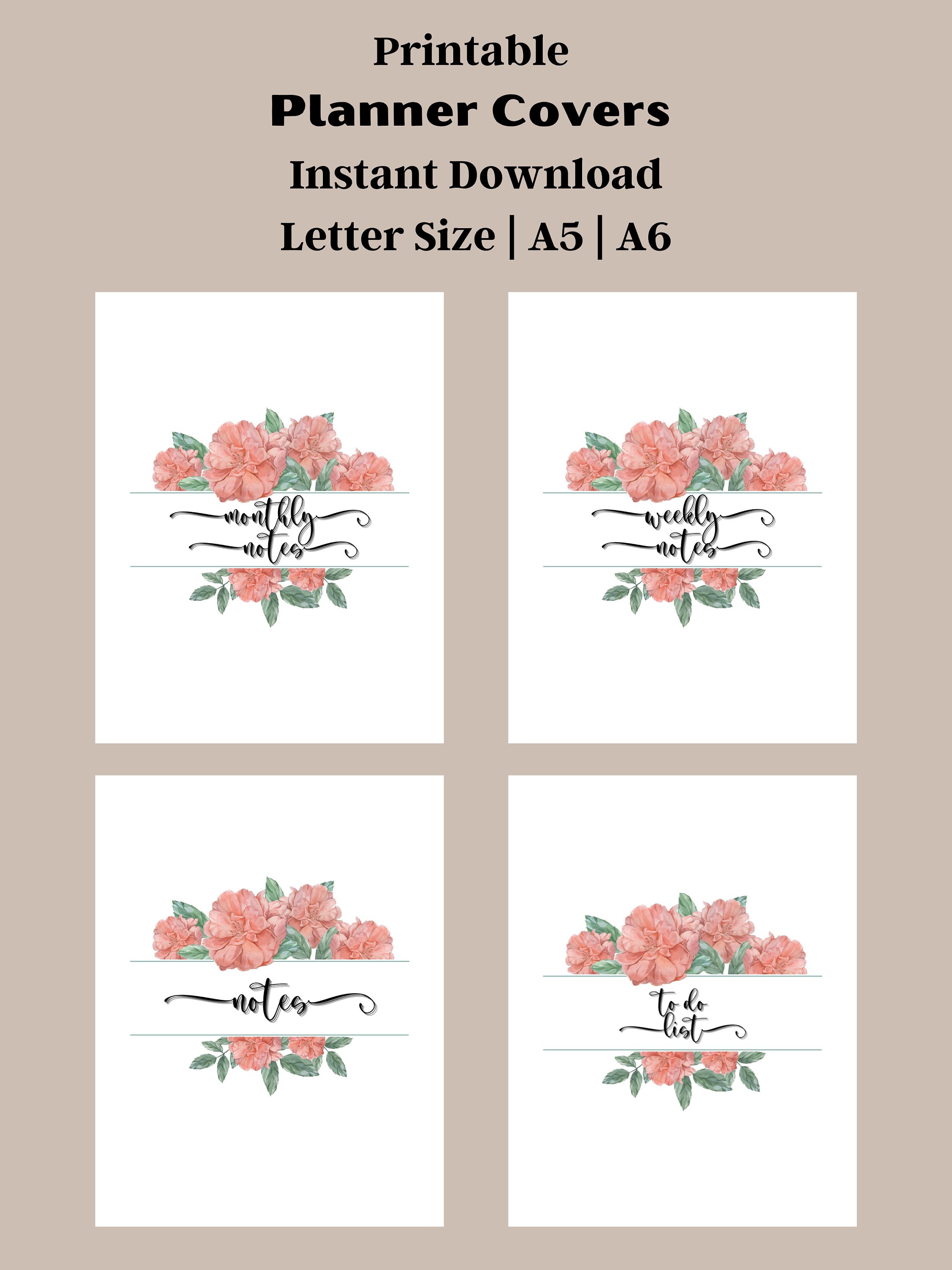 Printable Planner Cover Instant Download Binder Cover - Etsy