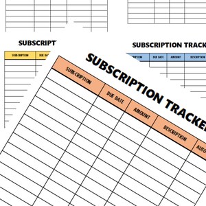 Subscription Tracker Printable Subscription Log Expense Tracker Planner ...