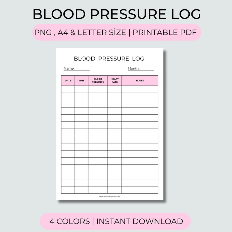 Bp Tracker Printable - Etsy