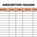 Subscription Tracker Printable Subscription Log Expense Tracker Planner ...
