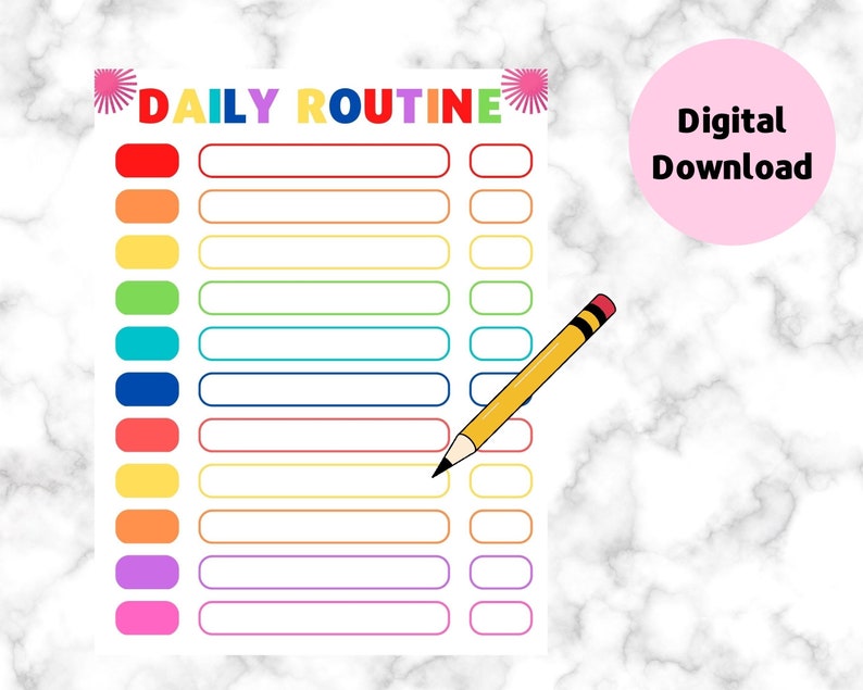 Printable Kids Daily Checklist & Chore Chart Fun Daily Routine ...