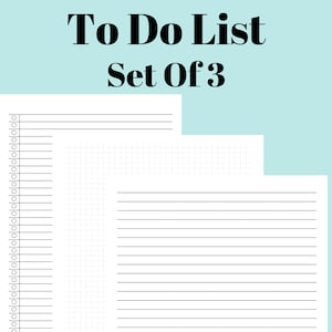 To Do List Set of 3 Wide and Narrow Plain Lined Letter Writing Paper ...