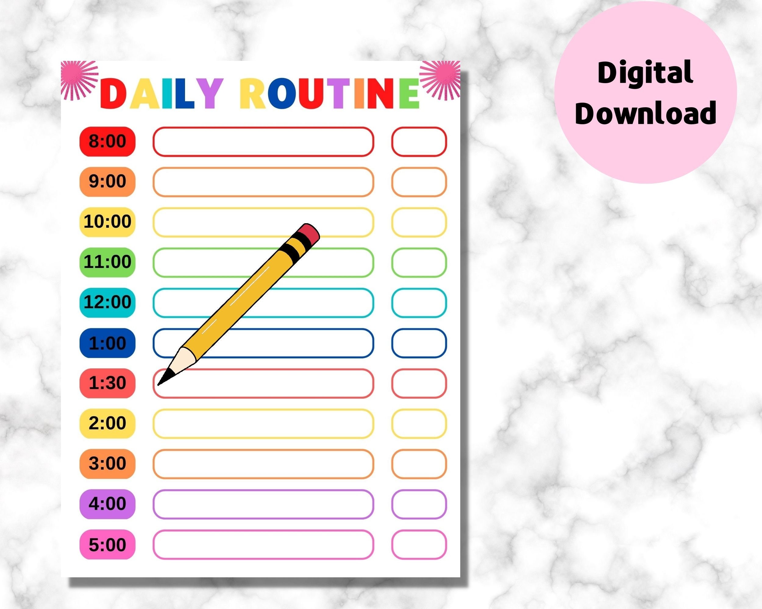 Printable Kids Daily Checklist & Chore Chart Fun Daily Routine ...