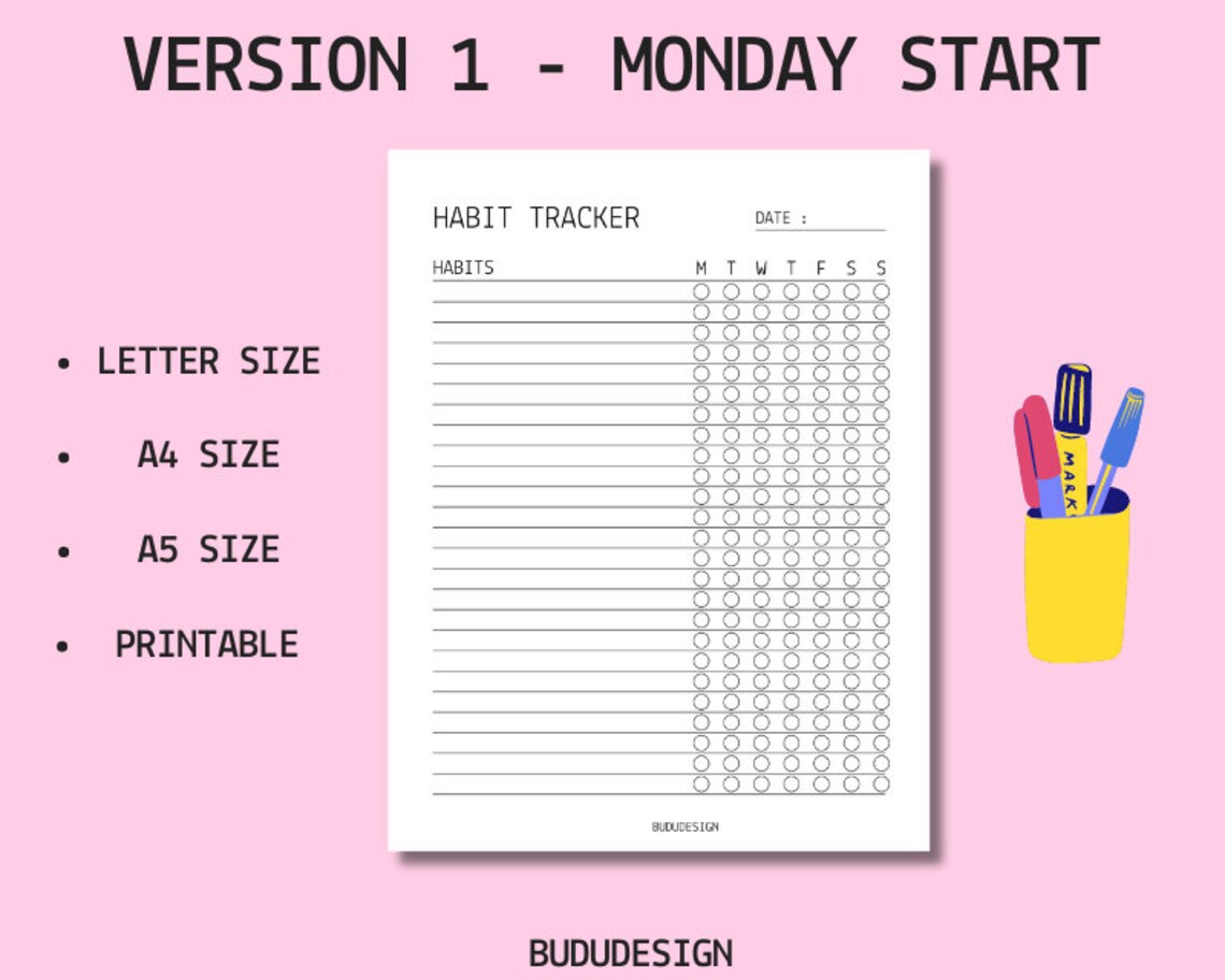 Weekly Habit Tracker Printable, Habit Tracker Template, Routine Tracker ...