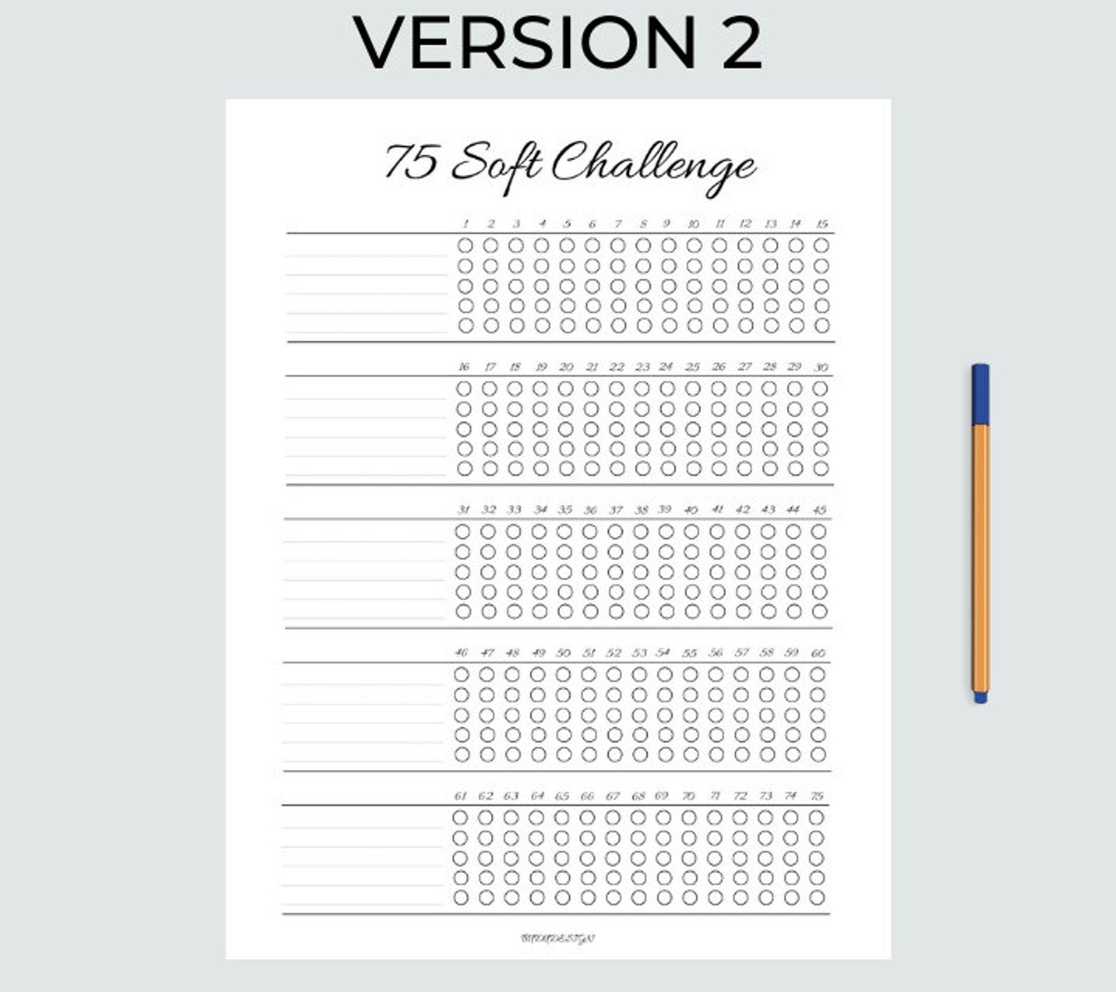 75 Soft Challenge 75 Day Tracker Printable 75 Day Habit - Etsy