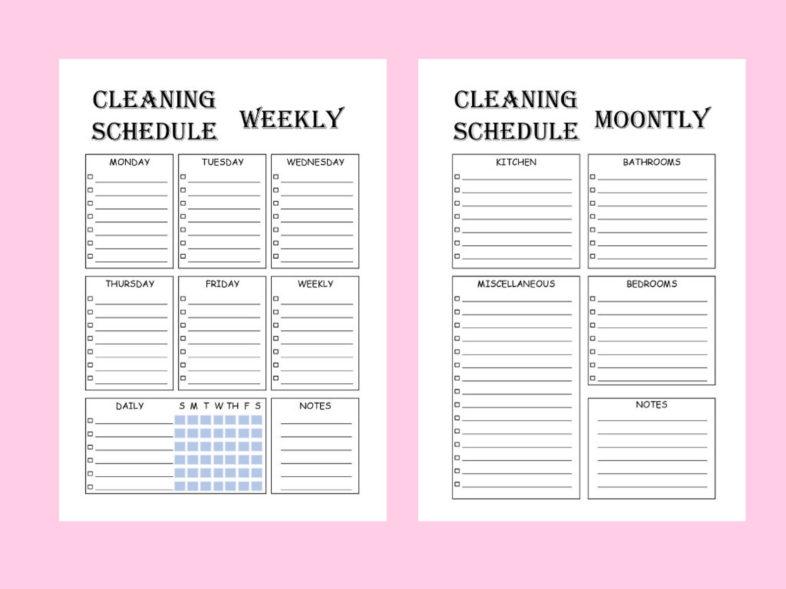 Weekly Cleaning Checklist, Monthly Cleaning Planner, Cleaning Routine ...