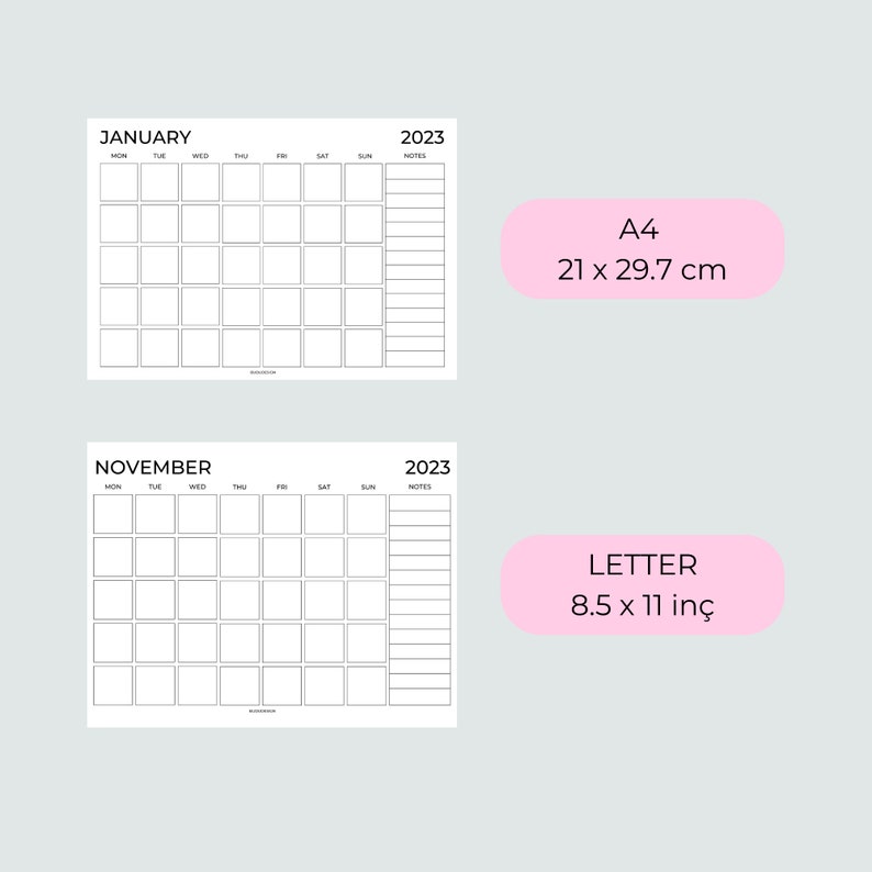 Calendar 2023 Monthly Planner Printable Calendars 2023 8.5 - Etsy