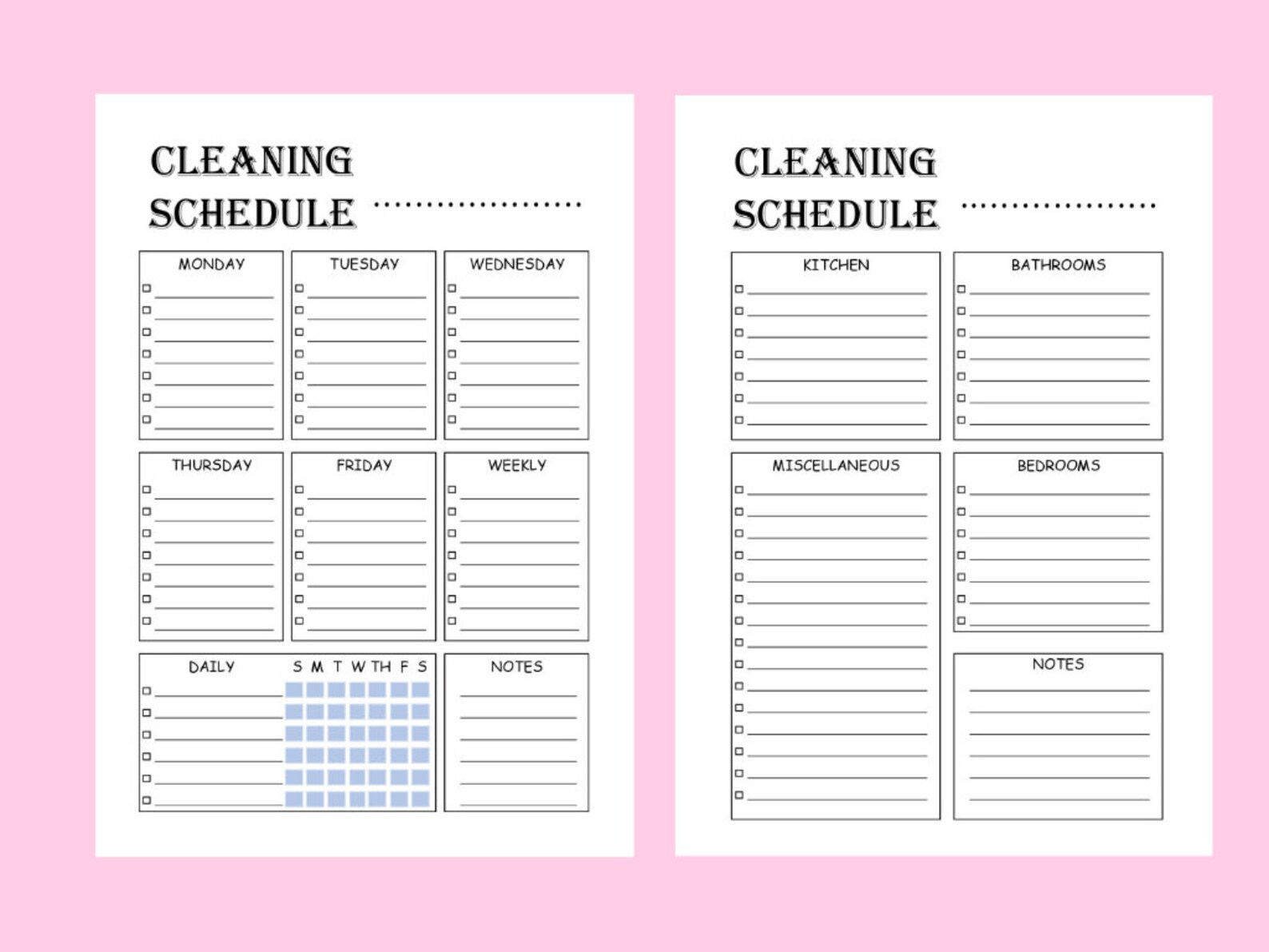 Weekly Cleaning Checklist, Monthly Cleaning Planner, Cleaning Routine ...