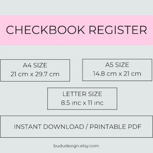 Printable Checkbook Register, Checkbook Balance Log, Checkbook ...