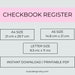Printable Checkbook Register, Checkbook Balance Log, Checkbook ...