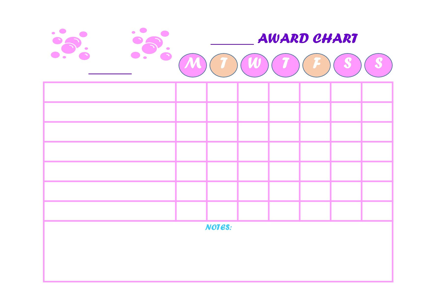 Printable Reward Task Chart for Boys and Girls Reward System / Task ...