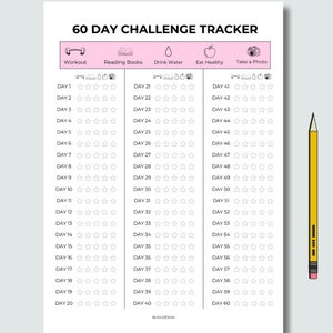 60 Day Hard Challenge Tracker , Printable 60 Day Tracker , 60 Hard ...