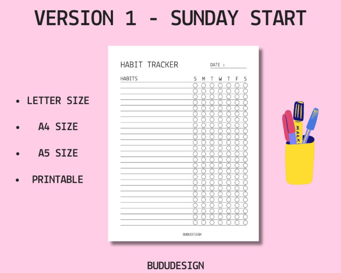 Weekly Habit Tracker Printable, Habit Tracker Template, Routine Tracker ...