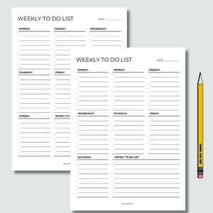 Weekly to Do List Planner Printable, Weekly Planner, Weekly Task List ...