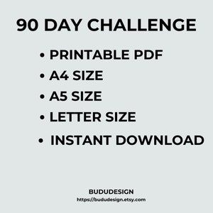 90 Day Challenge Tracker Template, Printable PDF and A4, A5 and Letter ...