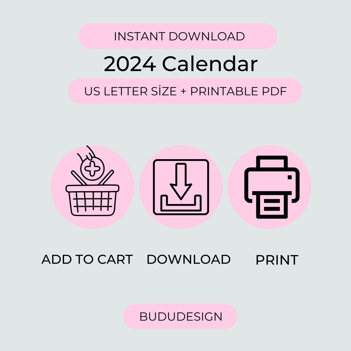 2024 Calendar, Printable, Minimalist Simple Calendar , 11 X 8.5 Inc ...