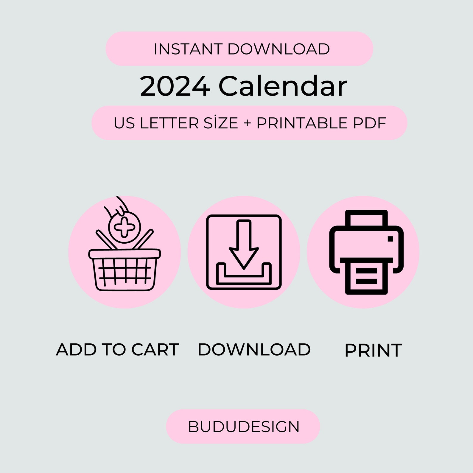 2024 Calendar, Printable, Minimalist Simple Calendar , 11 X 8.5 Inc ...