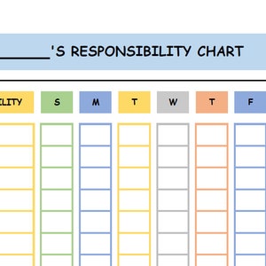 Printable Kid's Chore Chart - EDITABLE; Child Responsibility Chart ...