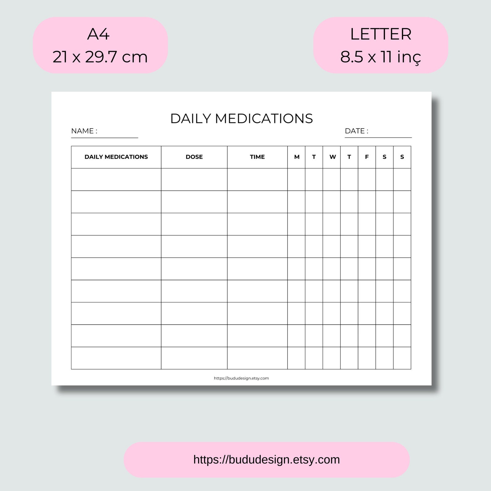 Printable Daily Medications Log, Daily Medications Tracker, Daily ...