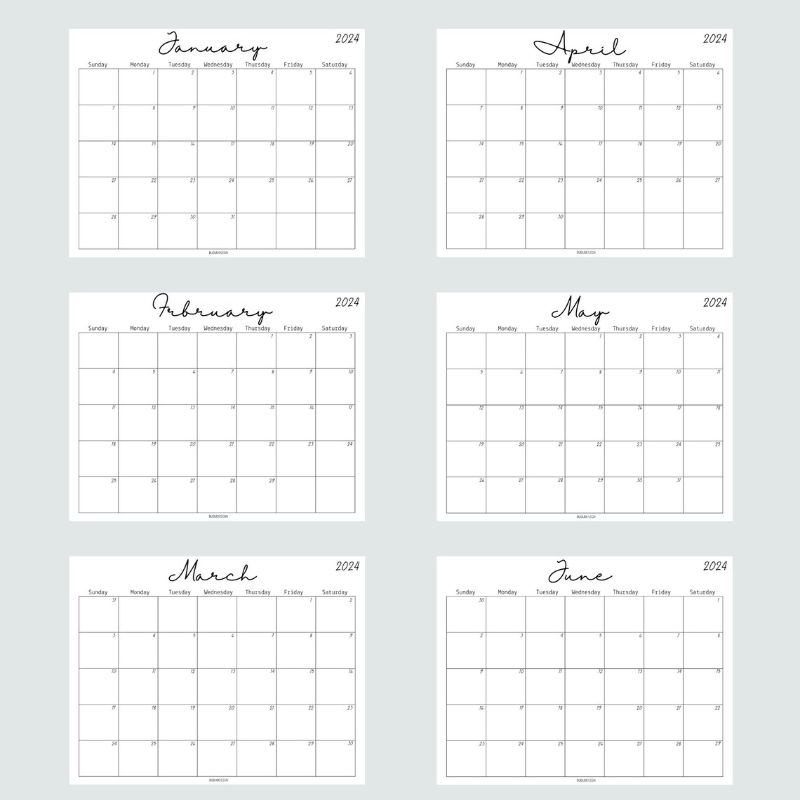 2024 Calendar, Printable, Minimalist Simple Calendar , 11 X 8.5 Inc ...