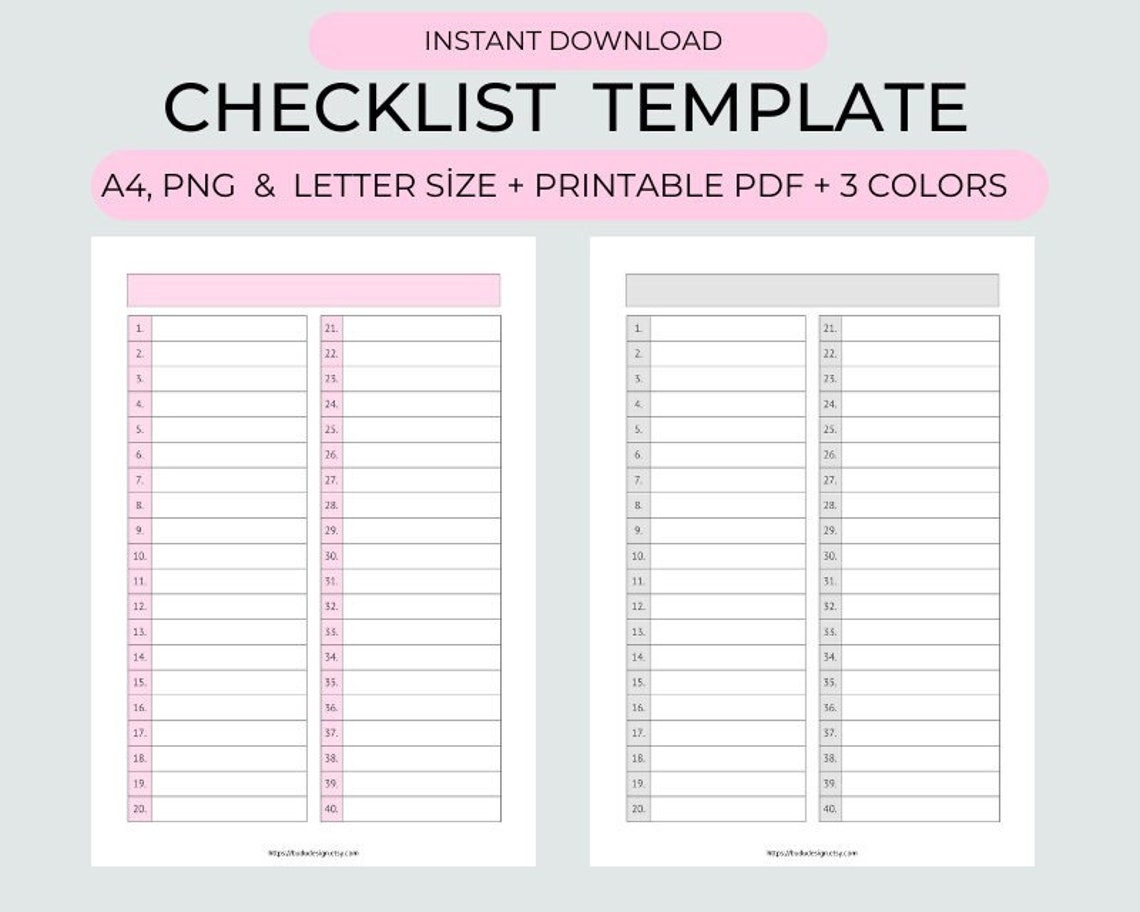 Blank Checklist Template Printable Colors 3 , Simple Checklist Template ...