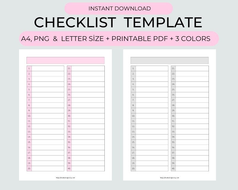 Blank Checklist Template Printable Colors 3 , Simple Checklist Template ...