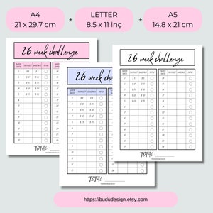 26 Week Savings Challenge , 26 Week Challenge Template, Savings Tracker ...