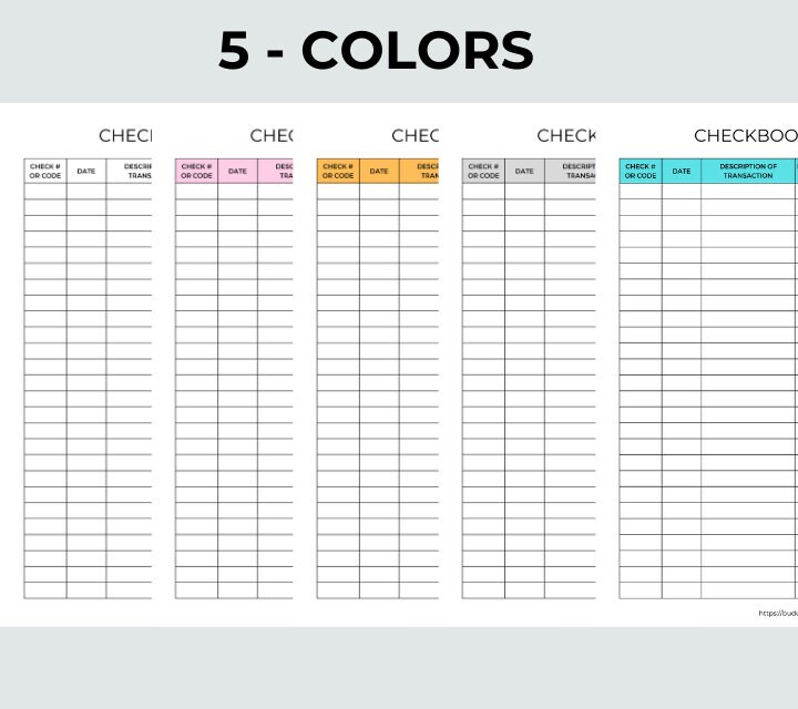 Printable Checkbook Register, Checkbook Balance Log, Checkbook ...