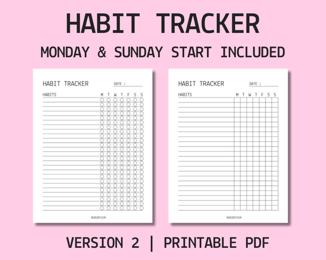 Weekly Habit Tracker Printable, Habit Tracker Template, Routine Tracker ...