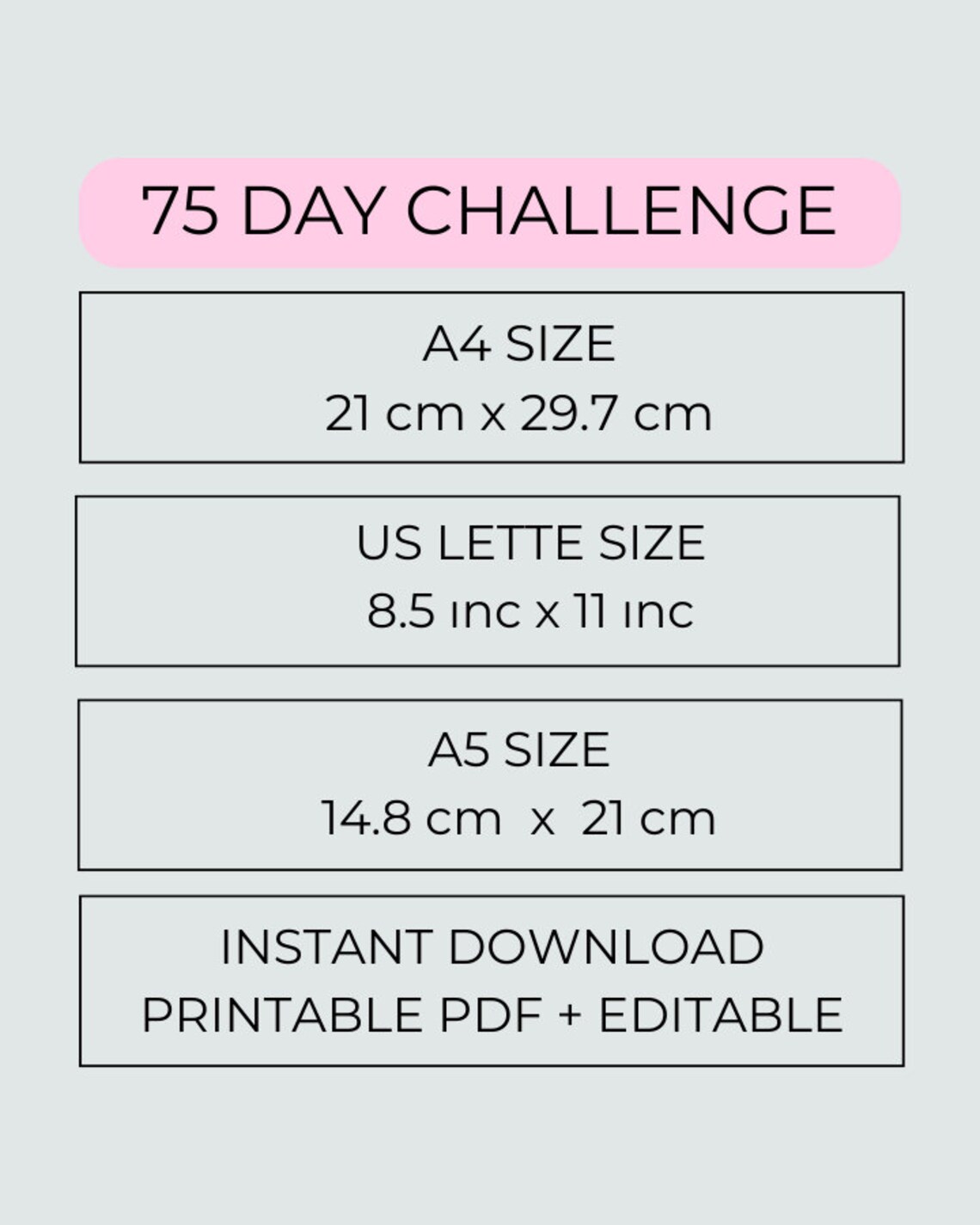 75 Day Hard Challenge Tracker , 75 Day Tracker , 75 Hard Challenge ...