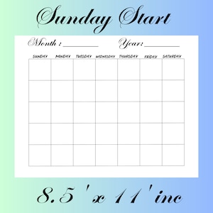 Blank Calendars Printable Balnk Calendar Monday Start and Sunday Start ...