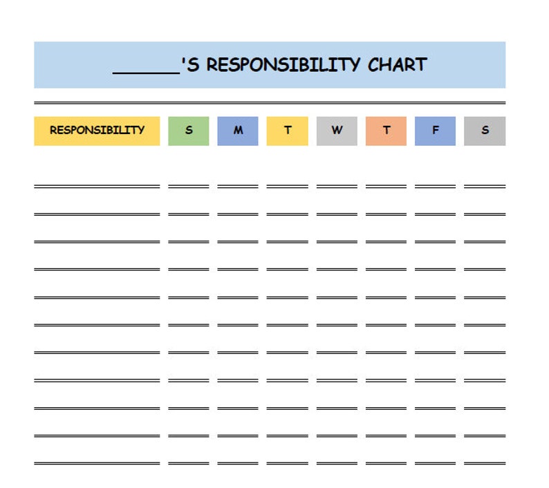 Printable Kid's Chore Chart - EDITABLE; Child Responsibility Chart ...