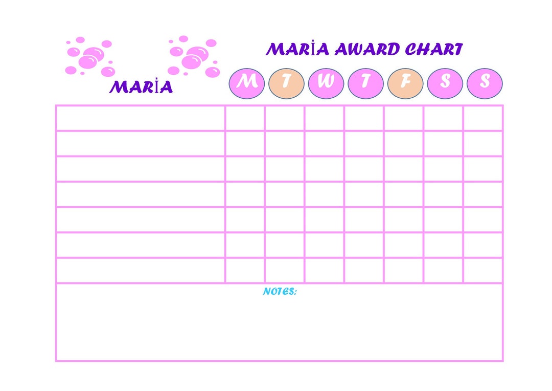 Printable Reward Task Chart for Boys and Girls Reward System / Task ...