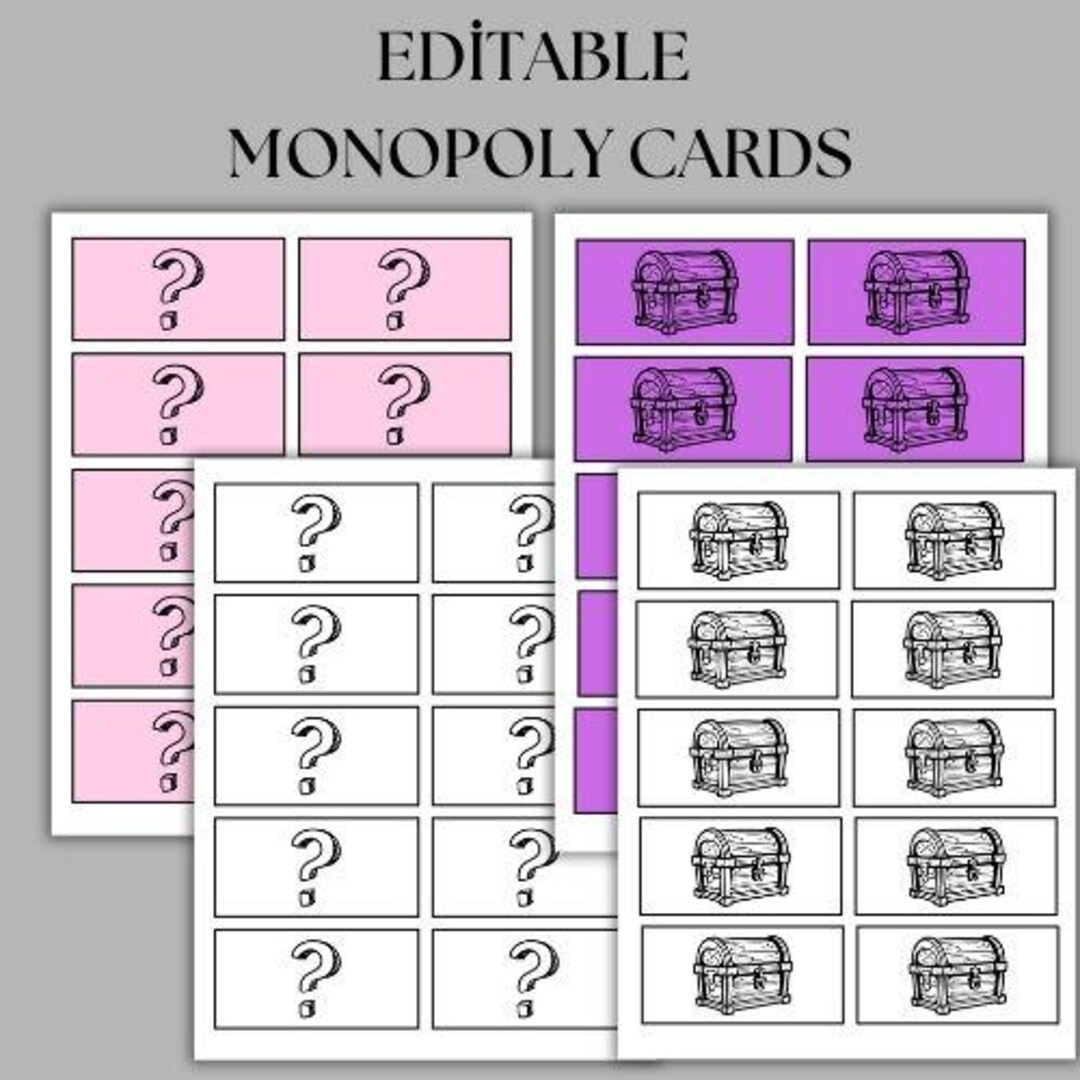 Editable Monopoly Cards - Chance & Community Chest, Custom Printable ...