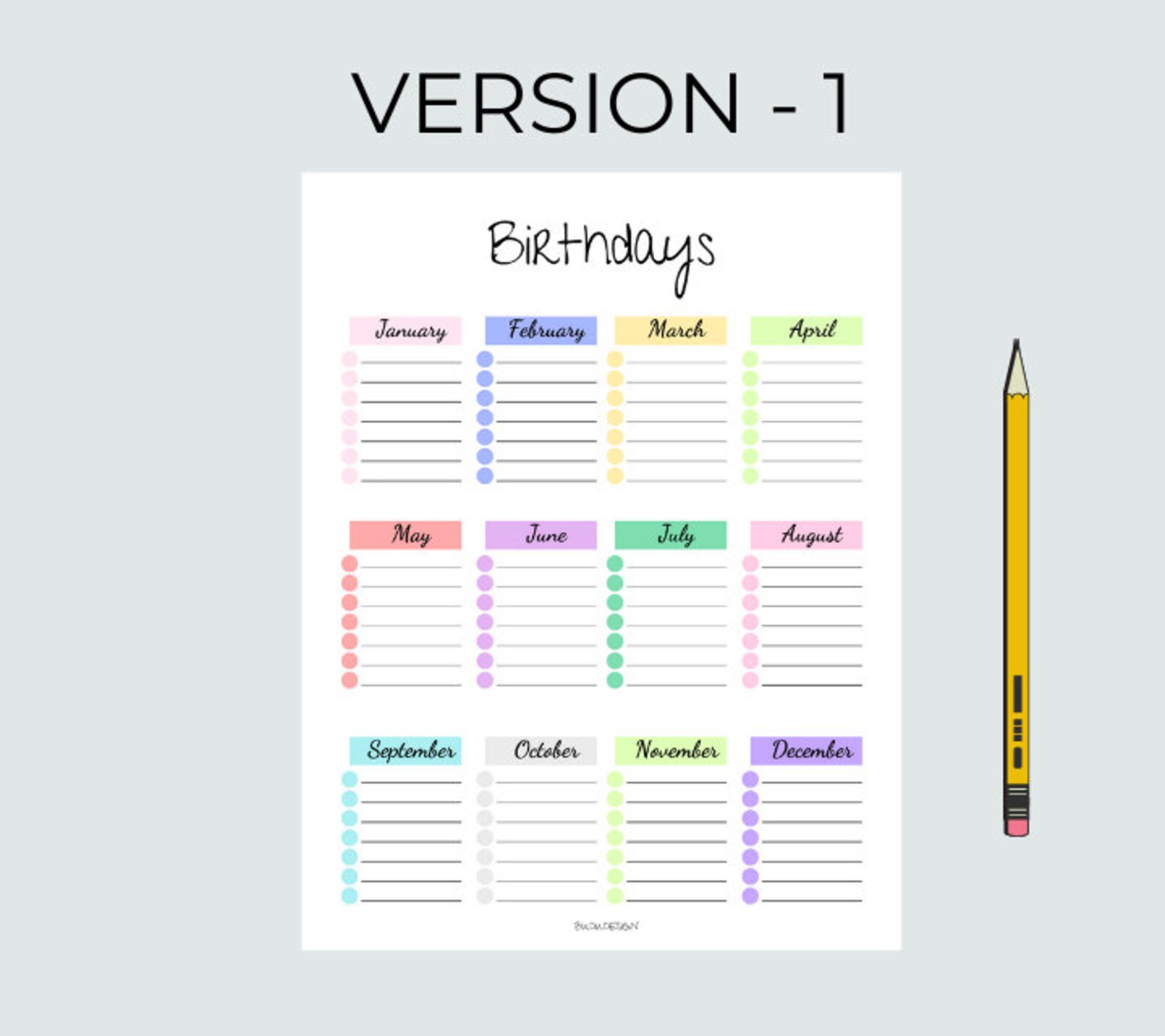Birthday Tracker Printable Template, Birthday Reminder, Birthday ...