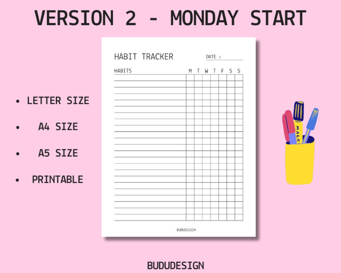 Weekly Habit Tracker Printable, Habit Tracker Template, Routine Tracker ...