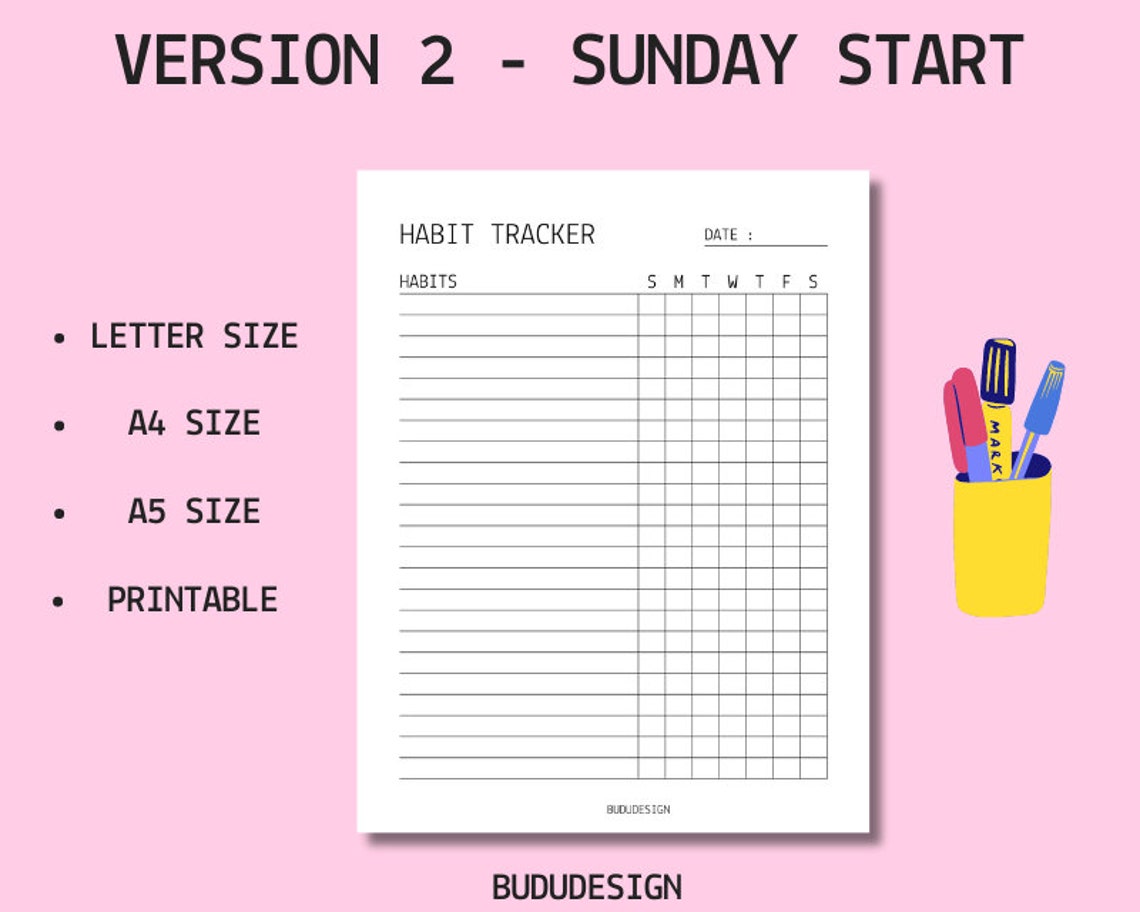 Weekly Habit Tracker Printable, Habit Tracker Template, Routine Tracker ...
