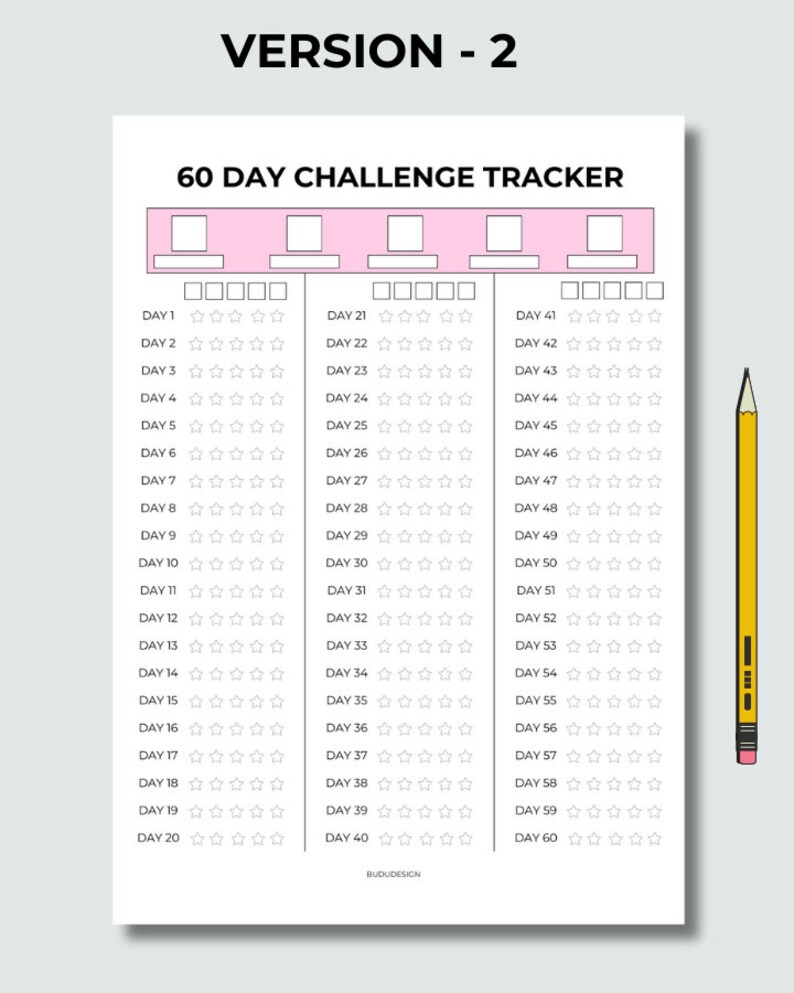 60 Day Hard Challenge Tracker , Printable 60 Day Tracker , 60 Hard ...