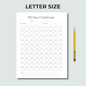 90 Day Challenge Tracker Template, Printable PDF and A4, A5 and Letter ...