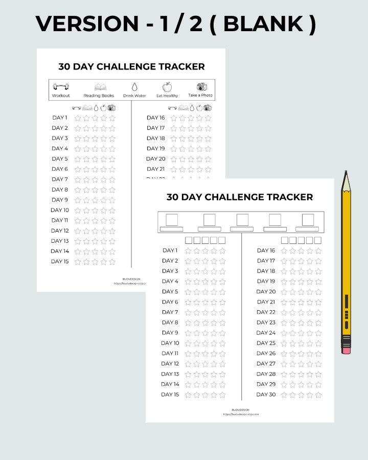 30 Day Hard Challenge Tracker , 30 Day Tracker , 30 Hard Challenge ...