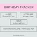 Birthday Tracker Printable Template, Birthday Reminder, Birthday ...