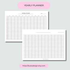 Yearly Planner on 1 Page Landscape, Year at a Glance, Yearly Plan ...