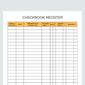 Printable Checkbook Register, Checkbook Balance Log, Checkbook ...