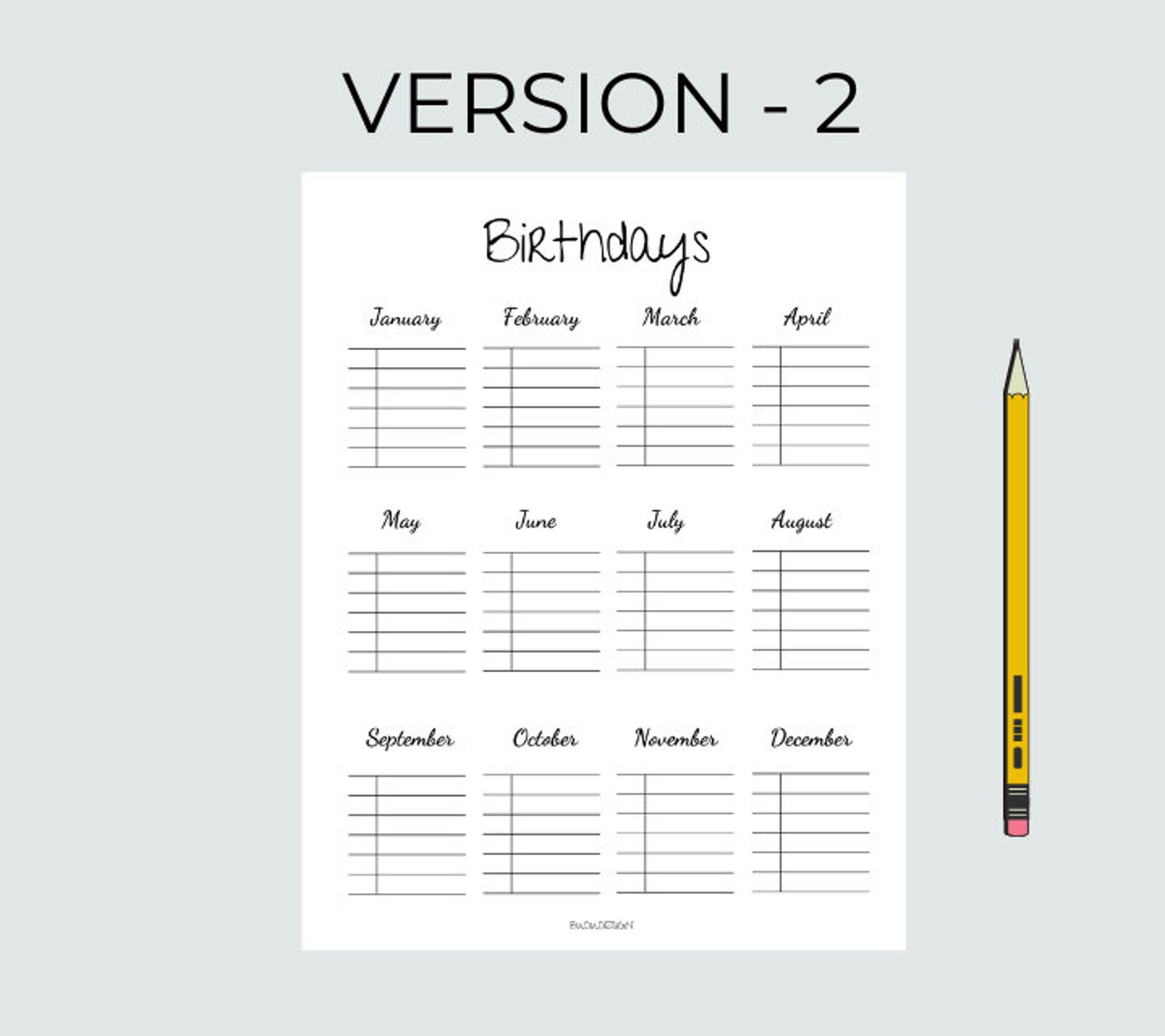 Birthday Tracker Printable Template, Birthday Reminder, Birthday ...