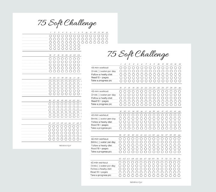 75 Soft Challenge 75 Day Tracker Printable 75 Day Habit - Etsy