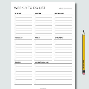 Weekly to Do List Planner Printable, Weekly Planner, Weekly Task List ...