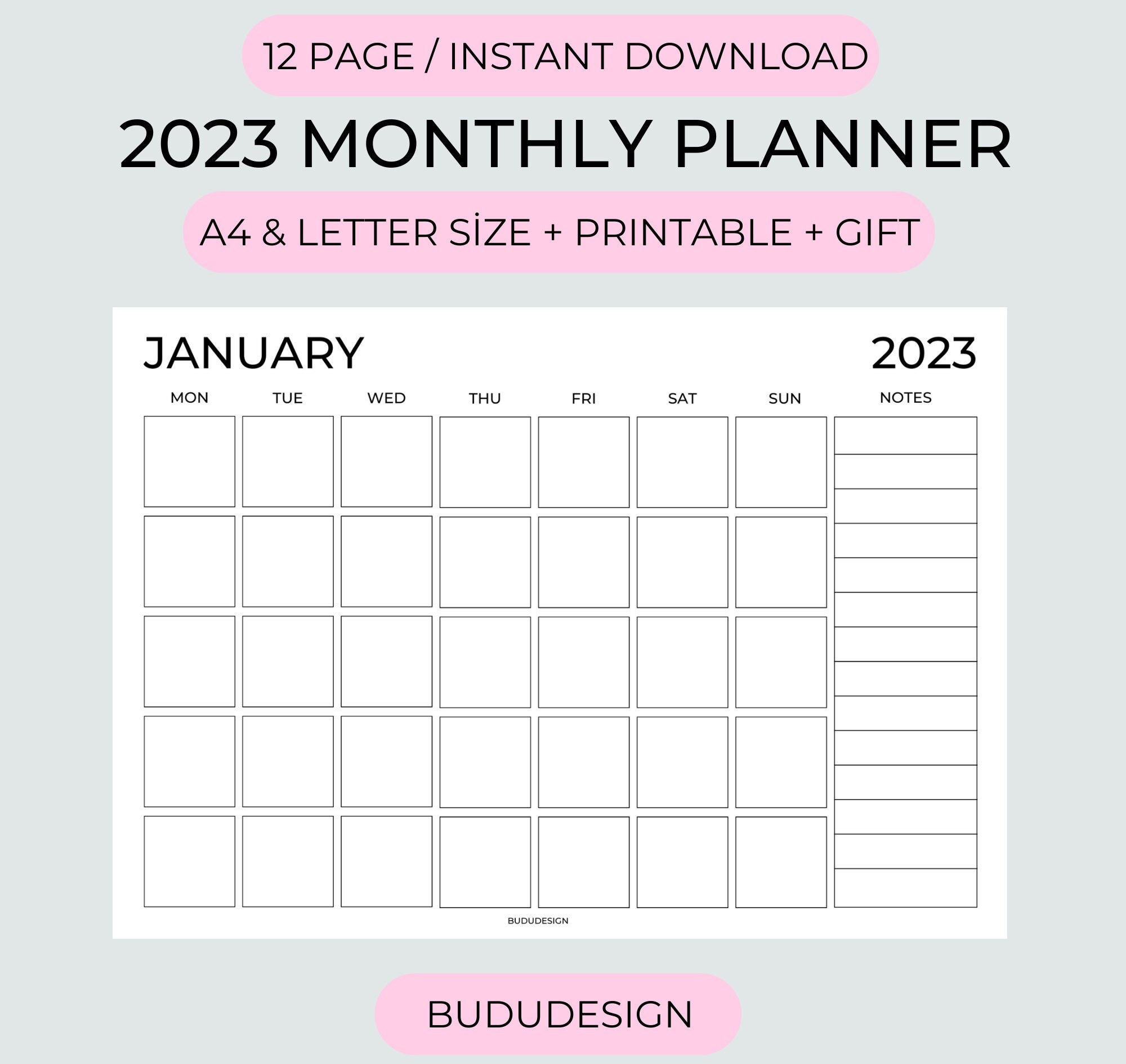 Calendar 2023 Monthly Planner Printable Calendars 2023 8.5 - Etsy